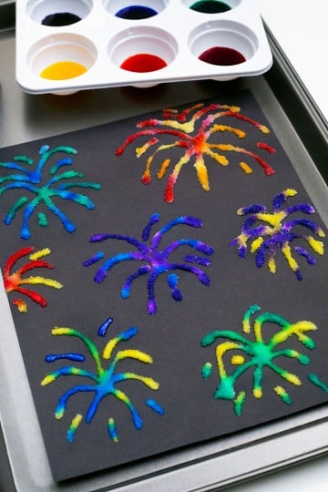 Fireworks Salt Painting | Easy Salt Painting for Kids