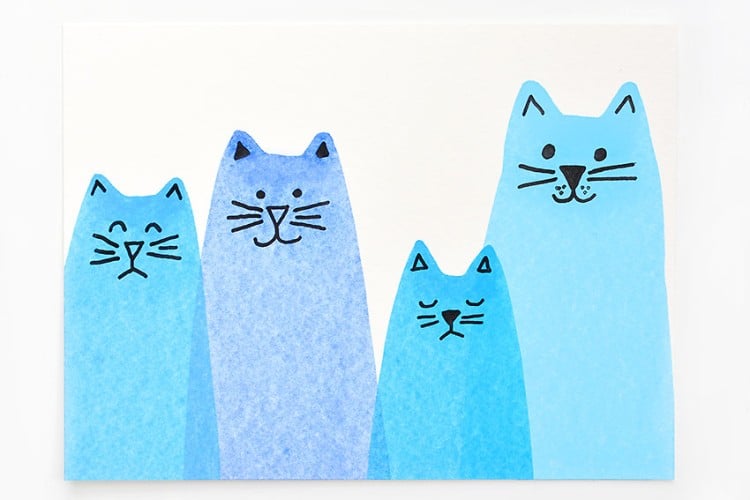 Cat Squeegee Painting | Easy Cat Scrape Painting