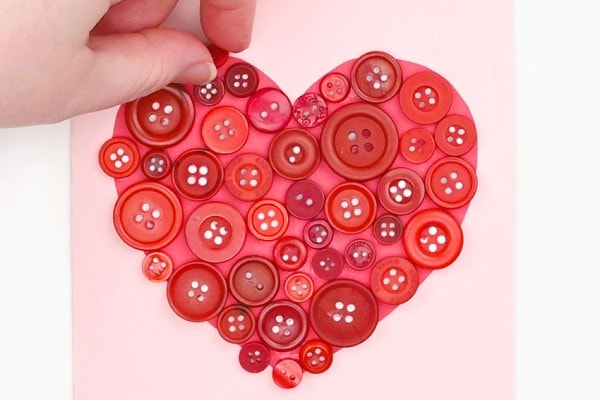 Button Art Heart Cards | Valentine's Day Button Heart