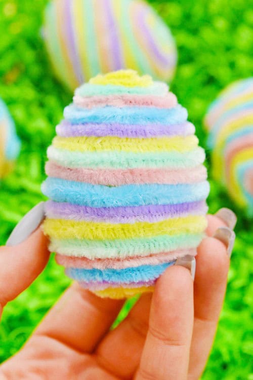 Wrapped Pipe Cleaner Easter Eggs | Fuzzy Easter Eggs Craft