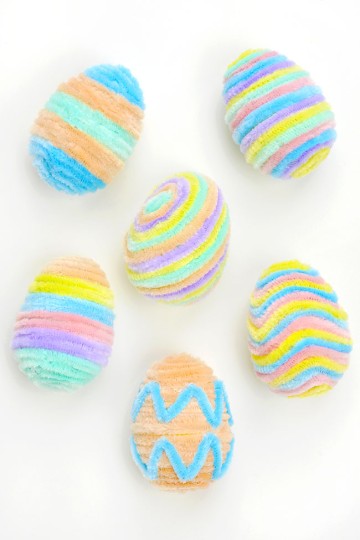 Wrapped Pipe Cleaner Easter Eggs | Fuzzy Easter Eggs Craft