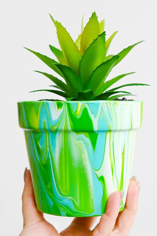 Paint Pouring on Terracotta Pots | How to Pour Paint Flower Pots