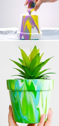 Paint Pouring on Terracotta Pots | How to Pour Paint Flower Pots