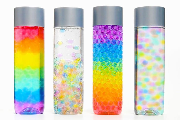 Rainbow Sensory Bottles | DIY Water Bead Sensory Bottle