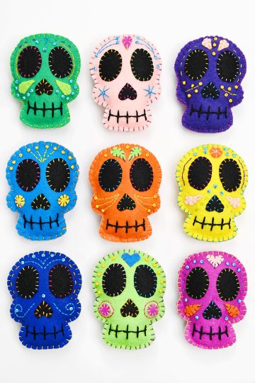 Felt Sugar Skull Pattern | DIY Day of the Dead Felt Skulls