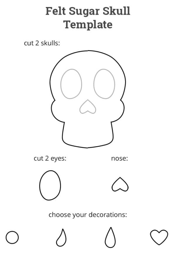 Felt Sugar Skull Pattern | DIY Day of the Dead Felt Skulls