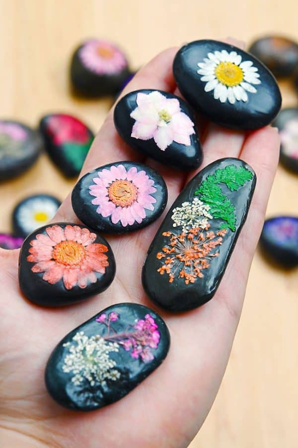 Pressed Flower Rocks | Easy Pressed Flower Craft