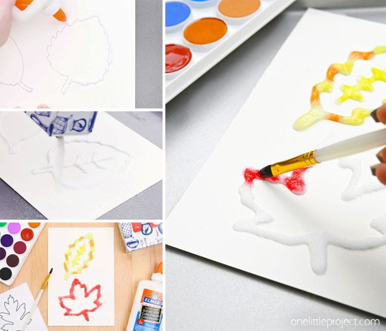 Leaf Salt Painting | Easy Fall Leaves Salt Painting for Kids