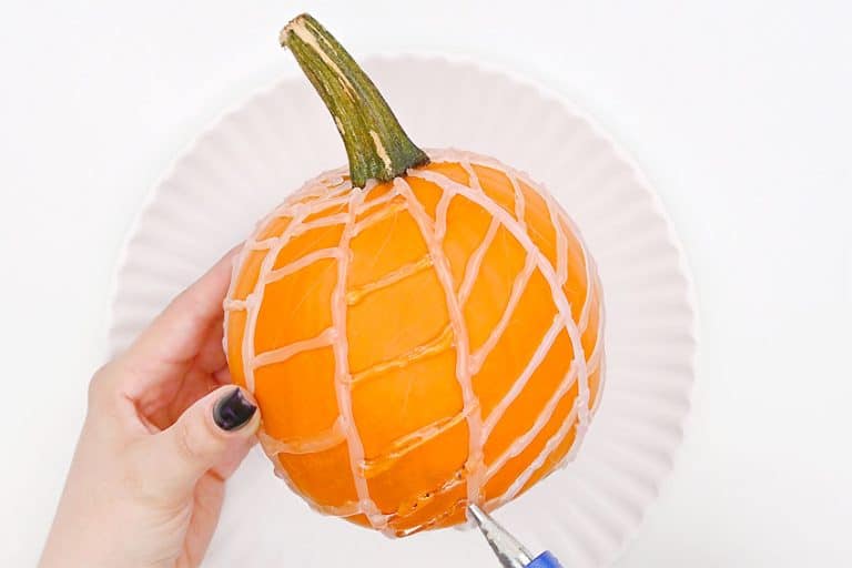 Painted Hot Glue Pumpkin | Easy No-Carve Textured Pumpkins