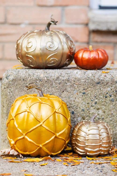 Painted Hot Glue Pumpkin | Easy No-Carve Textured Pumpkins
