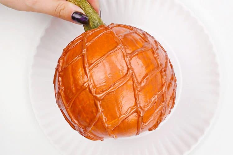 Painted Hot Glue Pumpkin | Easy No-Carve Textured Pumpkins