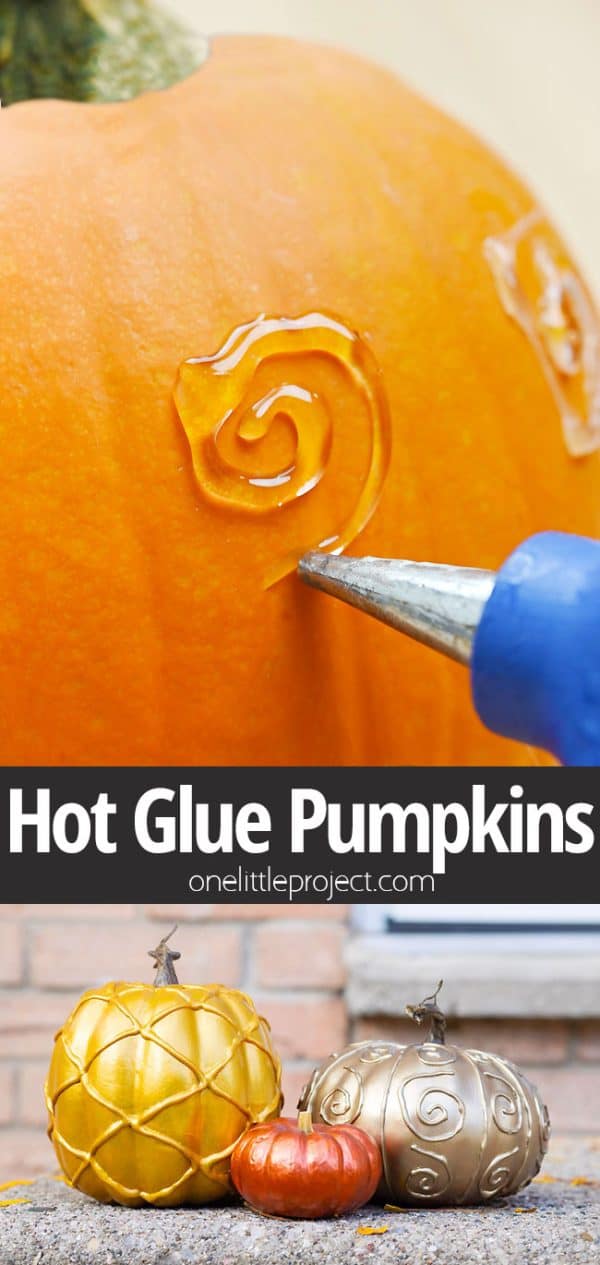 Painted Hot Glue Pumpkin | Easy No-Carve Textured Pumpkins