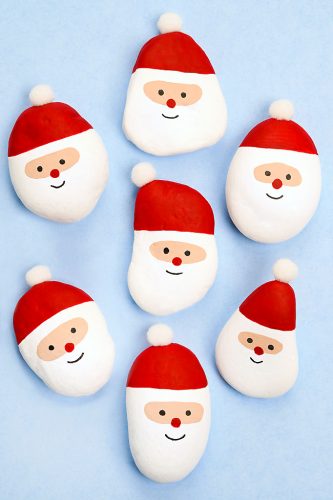 Santa Painted Rocks | Easy Santa Claus Stone Painting