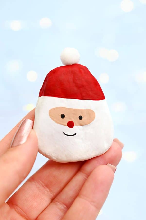 Santa Painted Rocks | Easy Santa Claus Stone Painting