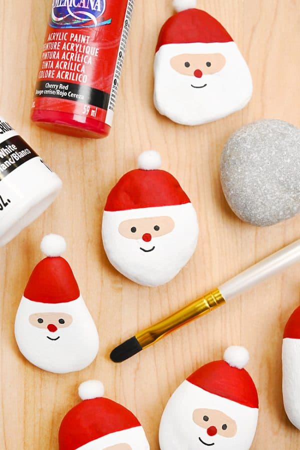 Santa Painted Rocks | Easy Santa Claus Stone Painting