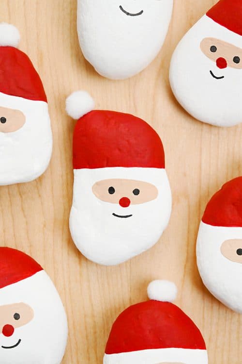 Santa Painted Rocks | Easy Santa Claus Stone Painting