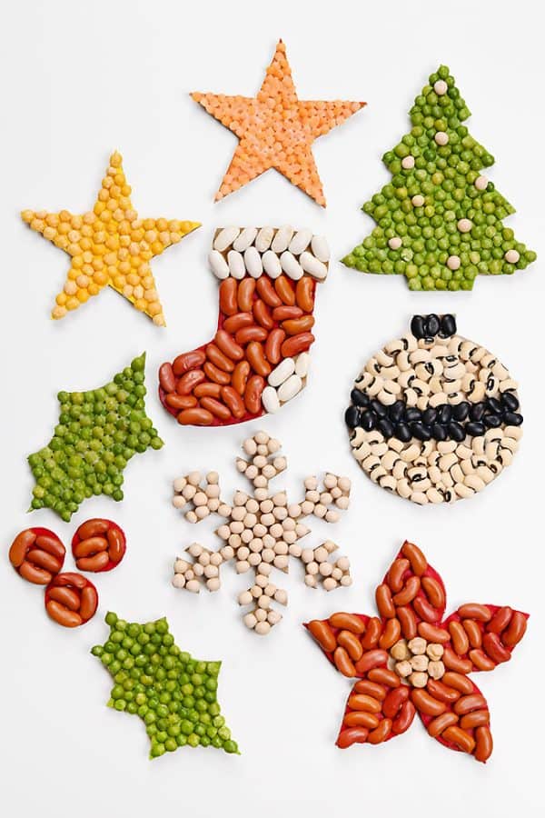 Christmas Bean Art | Christmas Bean Mosaics