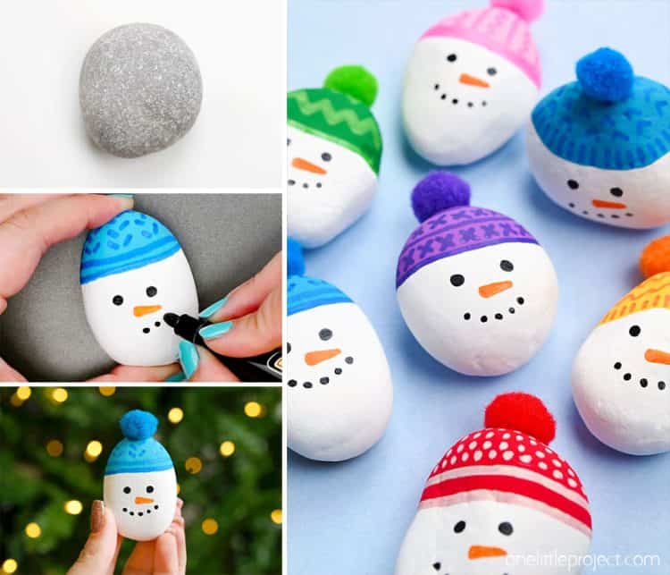 Snowman Painted Rocks | Easy Rock Painting Snowman