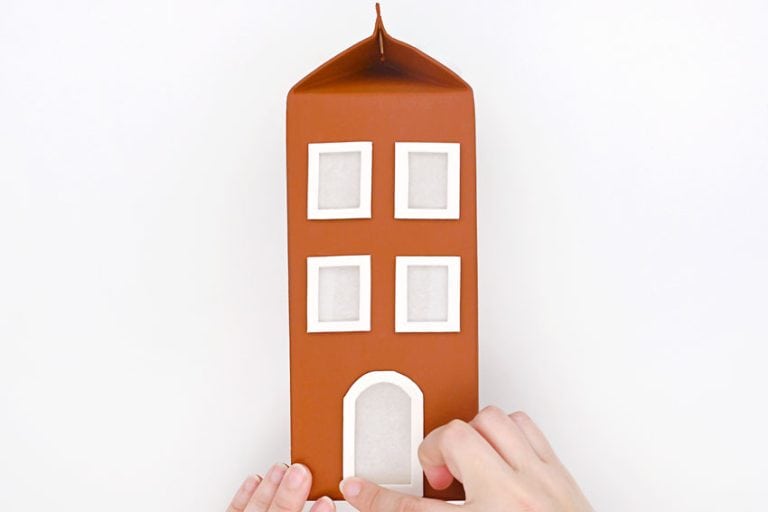 Milk Carton Gingerbread House | Upcycled Christmas Village Craft