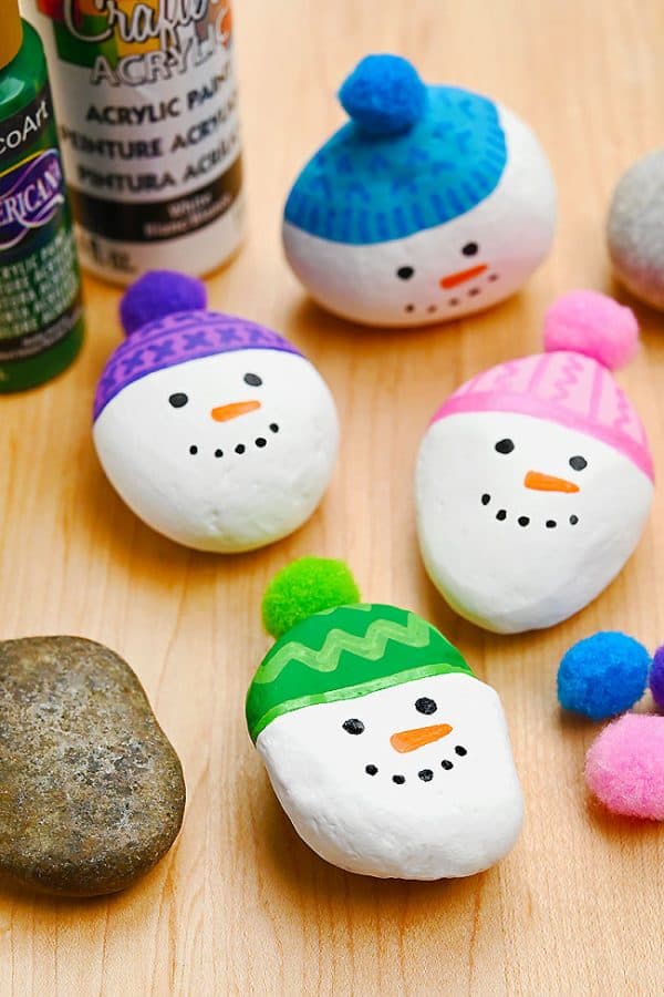Snowman Painted Rocks | Easy Rock Painting Snowman