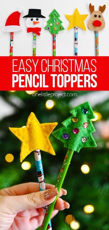 Christmas Pencil Toppers | Easy Pencil Topper Craft