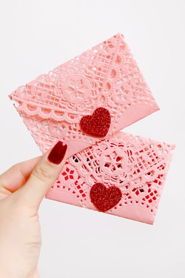 Heart Doily Envelope (With Free Printable Valentine's Cards!)