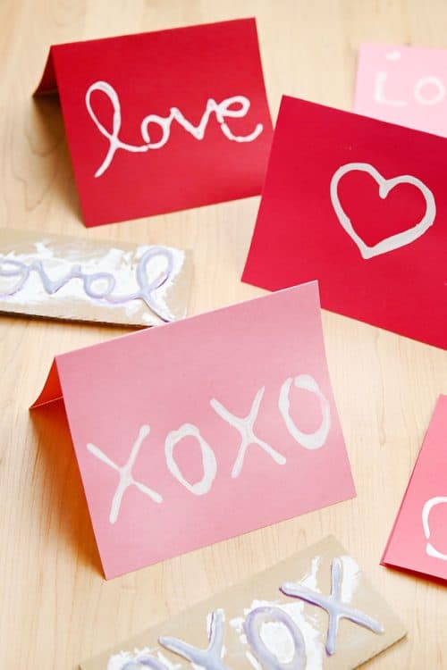 Glue Gun Stamped Valentines | Glue Gun Art Valentines
