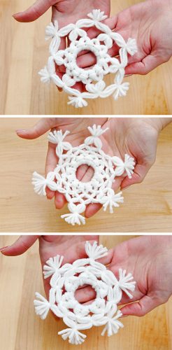 Yarn Snowflakes | Easy Yarn Snowflake Craft