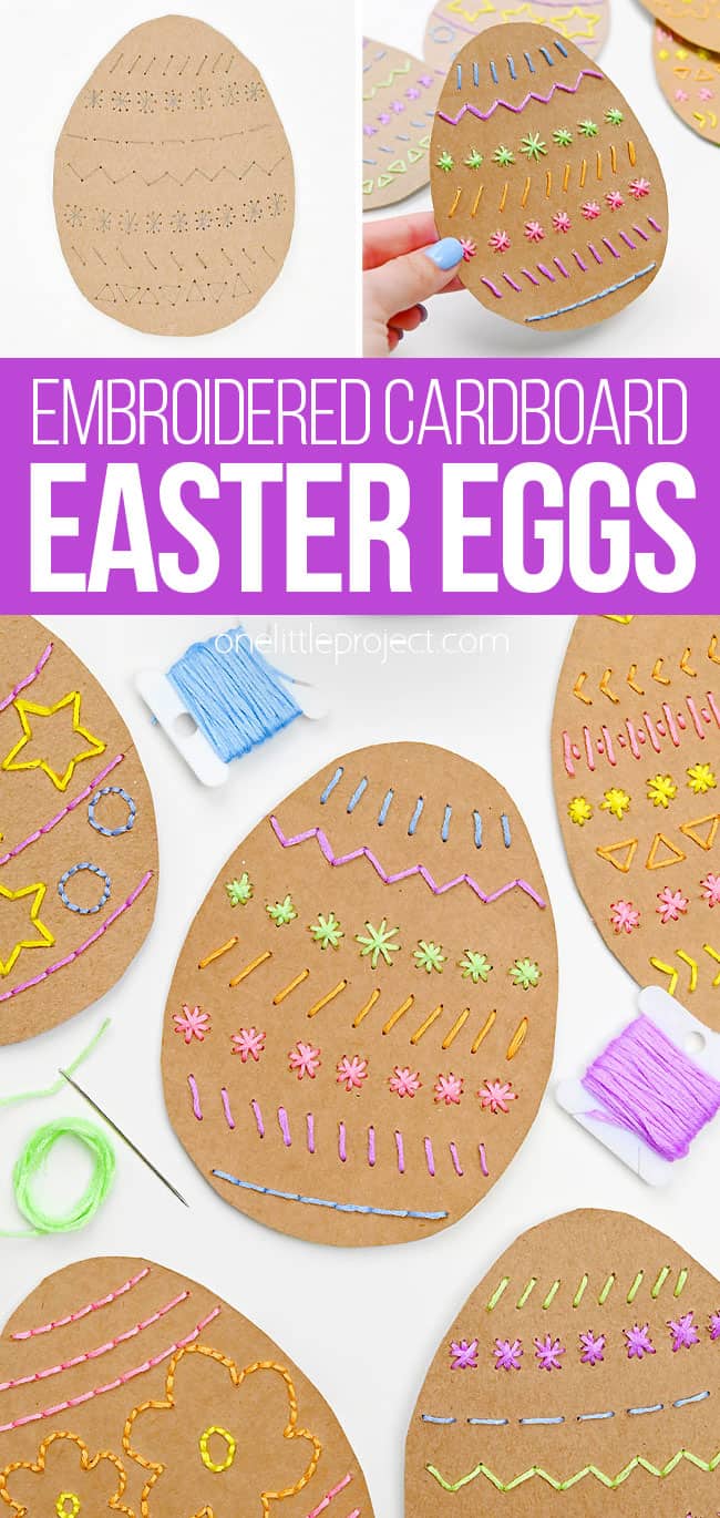 Embroidered Cardboard Easter Eggs | Fun Kids Embroidery Craft