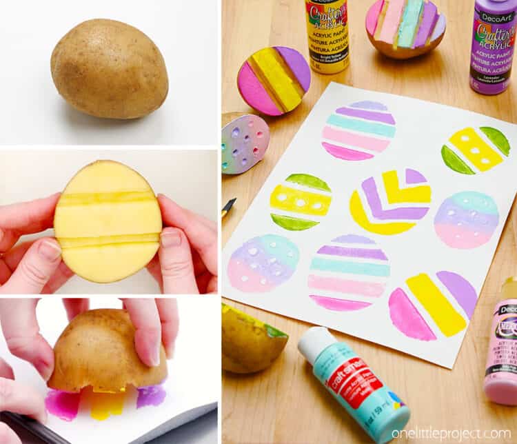 Potato Stamp Easter Eggs | Easter Potato Printing