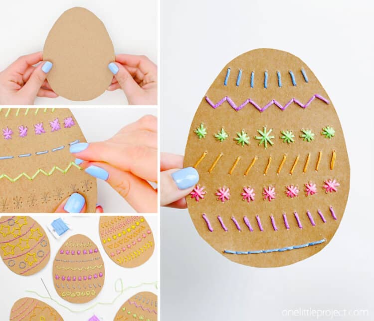 Embroidered Cardboard Easter Eggs | Fun Kids Embroidery Craft