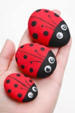 Ladybug Painted Rocks | Cute and Simple Rock Painting Idea