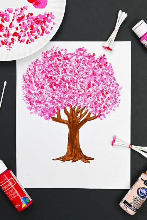 Cherry Blossom Painting with Q-Tips | Easy Spring Art for Kids