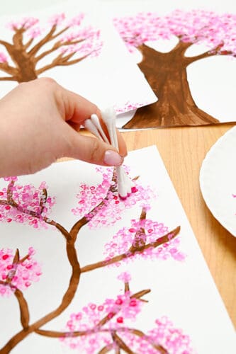 Cherry Blossom Painting with Q-Tips | Easy Spring Art for Kids