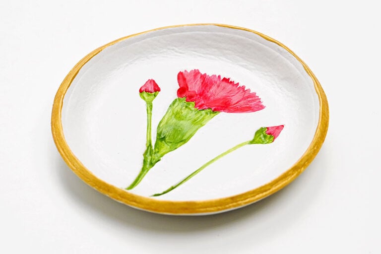 Flower Imprint Clay Dish | Botanical Clay Trinket Dish