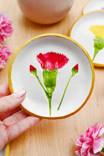 Flower Imprint Clay Dish | Botanical Clay Trinket Dish