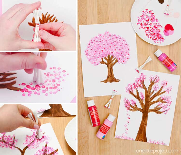 Cherry Blossom Painting with Q-Tips | Easy Spring Art for Kids