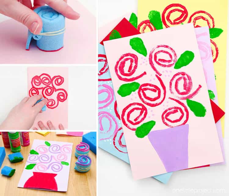 Sponge Printed Rose Cards | Easy DIY Rose Stamp Cards