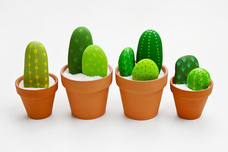 Cactus Painted Rocks - Easy Rock Painting Craft for Kids & Adults