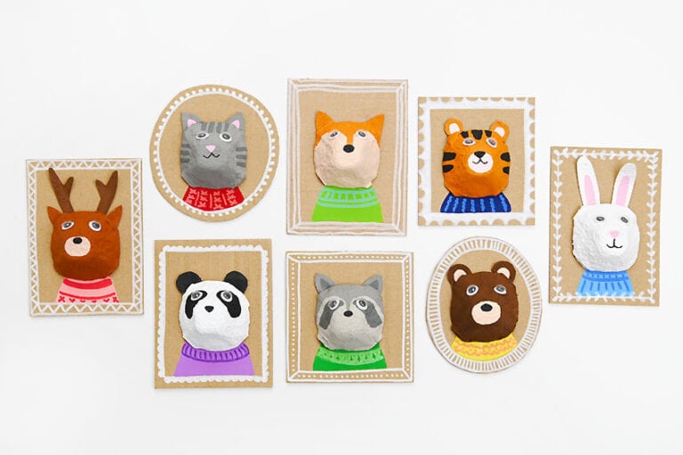 Egg Carton Animal Portraits - Easy Recycled Craft for Kids