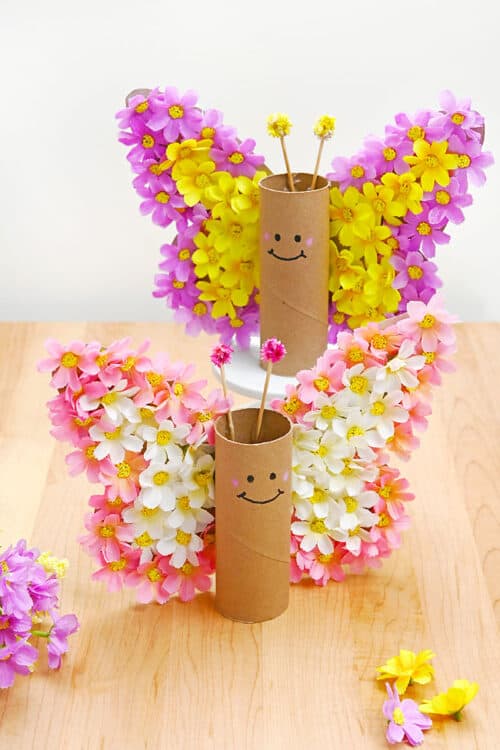 Floral Paper Roll Butterfly - Easy Spring Craft for Kids