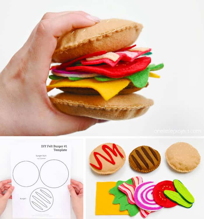 Felt Burger Pattern – Free DIY Felt Food Toy for Pretend Play