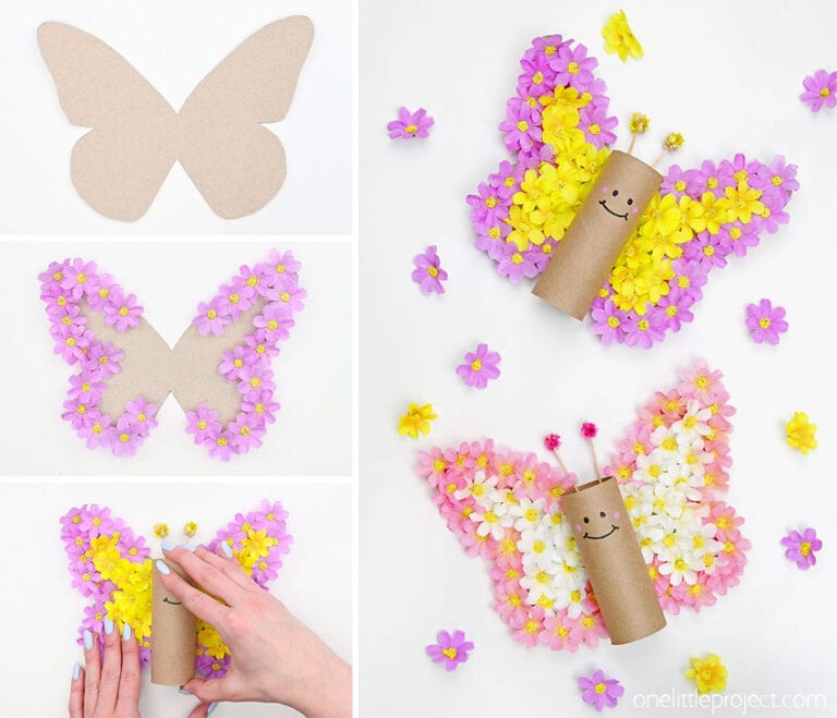 Floral Paper Roll Butterfly - Easy Spring Craft for Kids