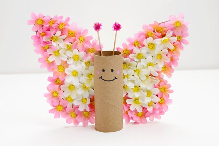 Floral Paper Roll Butterfly - Easy Spring Craft for Kids