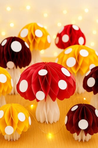 Paper Honeycomb Mushroom – Easy DIY Mushroom Decor Craft