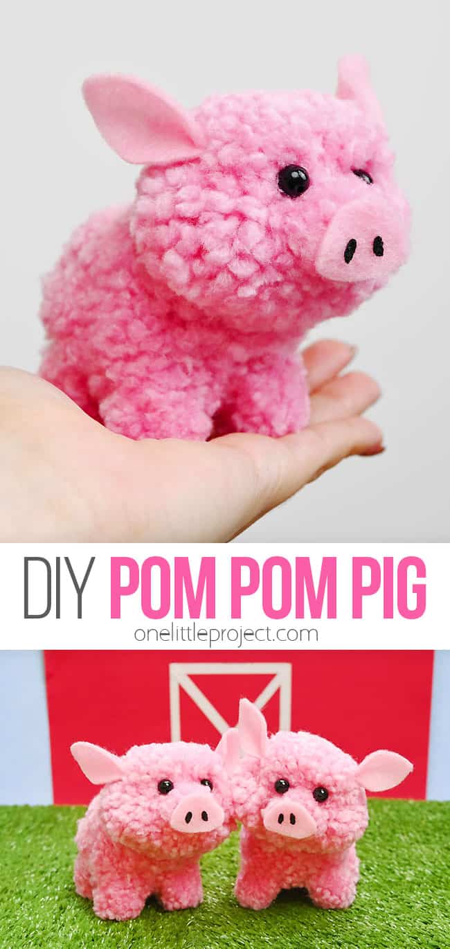 Pom Pom Pig - Cute DIY Pig Craft with Yarn
