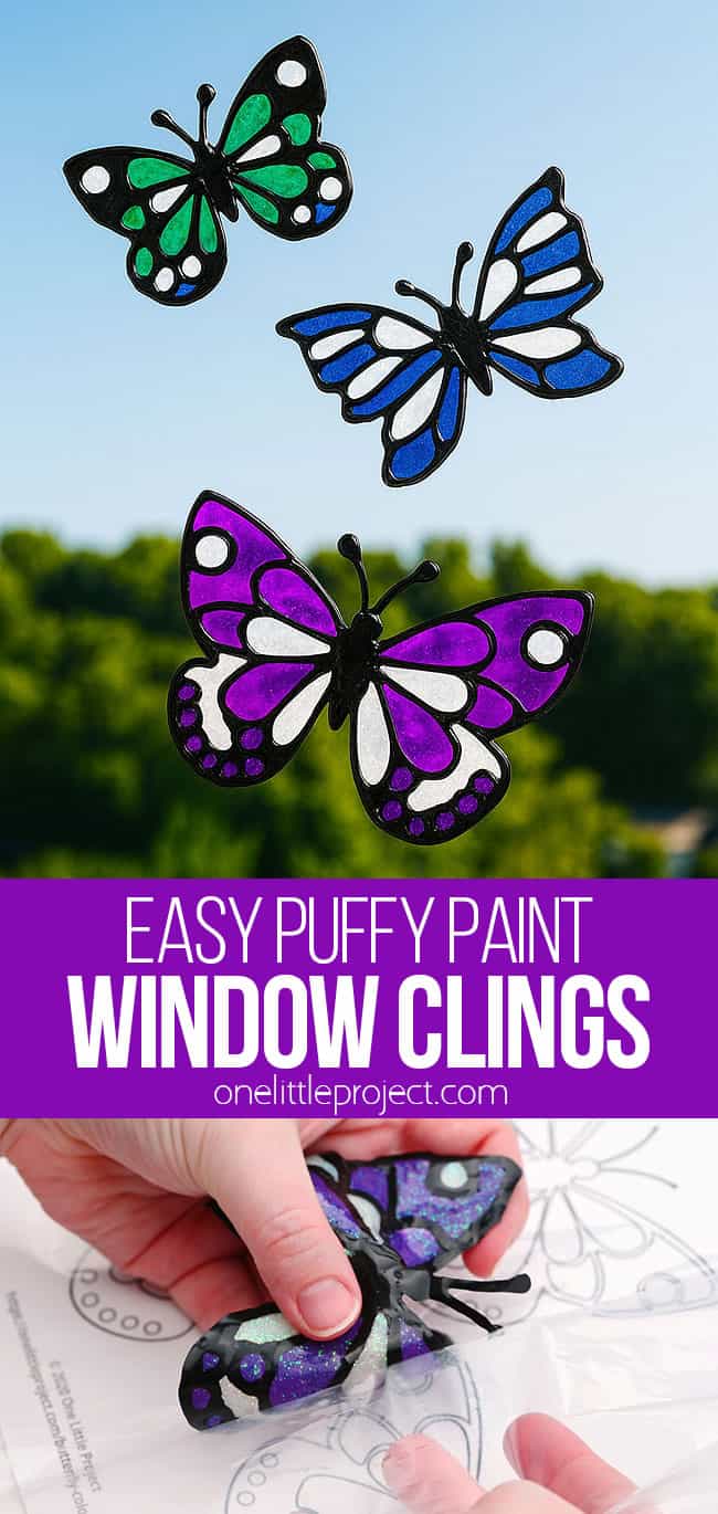 Butterfly Window Clings - DIY Window Decor with Puffy Paint