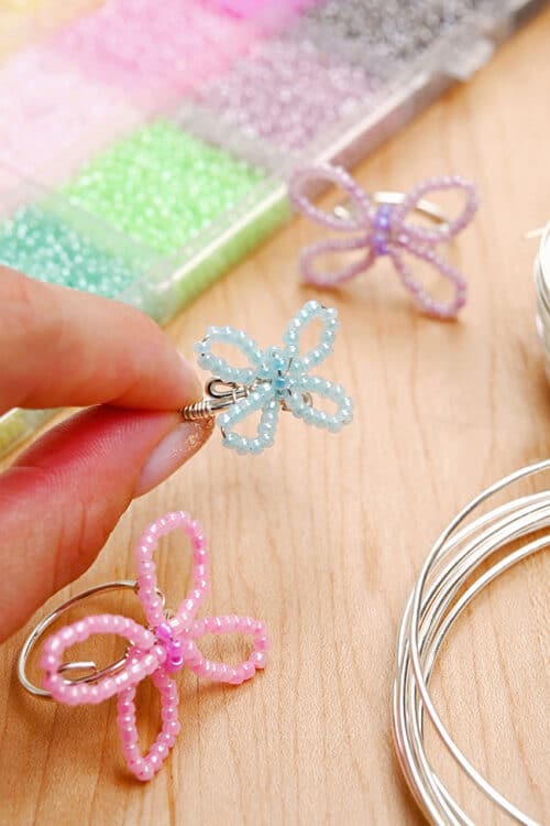 Beaded Butterfly Ring - How to Make a Wire & Bead Butterfly Ring