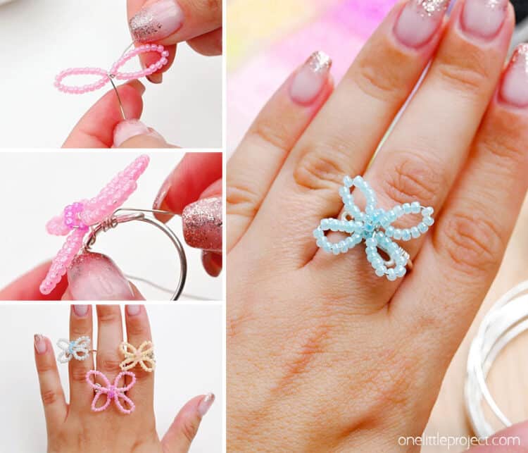 Beaded Butterfly Ring - How to Make a Wire & Bead Butterfly Ring