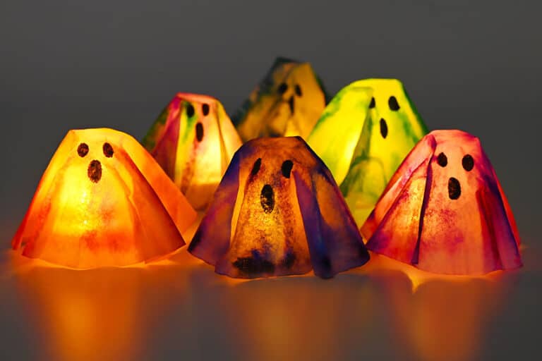 Glowing Coffee Filter Ghosts - Cute DIY Ghost Tea Light Covers